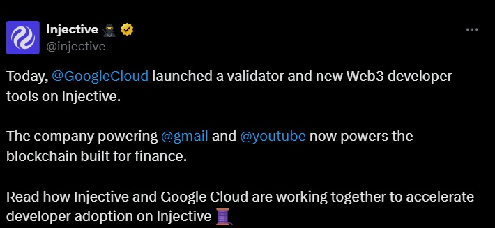 Google Cloud Joins Injective as Network Validator to Support Developer Ecosystem - Crypto Economy