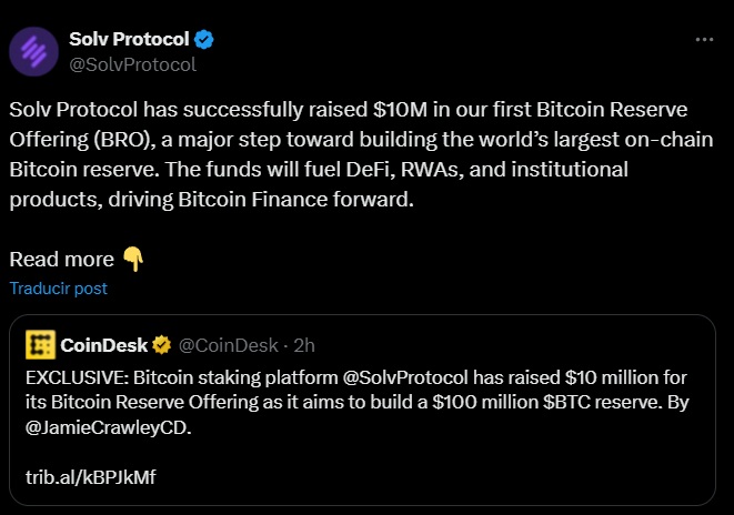 Solv Protocol Secures $10M for Its BTC Reserve—What’s Next? - Crypto ...