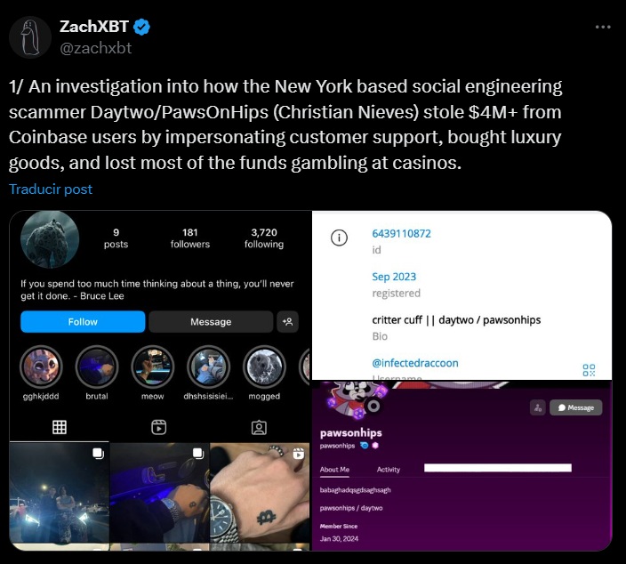 ZachXBT Vincula a Estafador de Nueva York con Esquema de Phishing de $4 ...