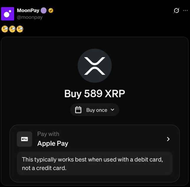 MoonPay Sparks Buzz With 589 XRP Apple Pay Buy — Is Momentum Building ...