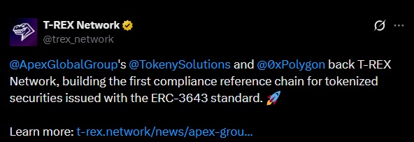 T-REX Network Launches Dedicated Ledger on Polygon for ERC‑3643 Tokens ...