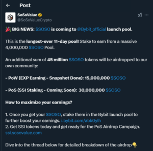 SoSoValue to Distribute 49 Million SOSO Tokens in Upcoming Airdrop ...